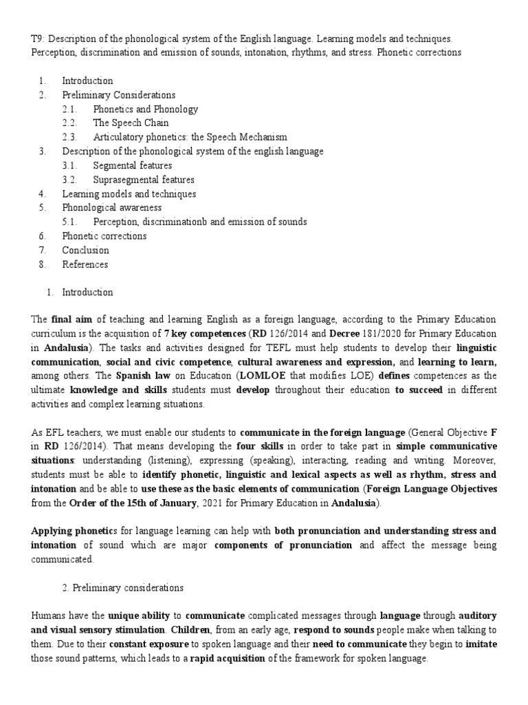 English Phonological System Guide | PDF | Speech | Phonology