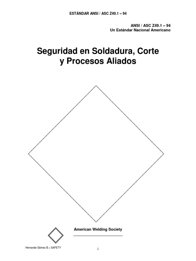 Estándar ANSI Z49.1 sobre Seguridad en Soldadura | PDF | Lentes | Soldadura