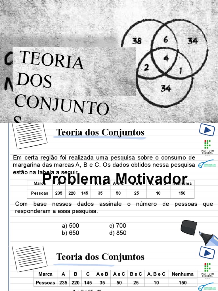 Teoria dos Conjuntos e Problemas Práticos | PDF | Conjunto (Matemática ...