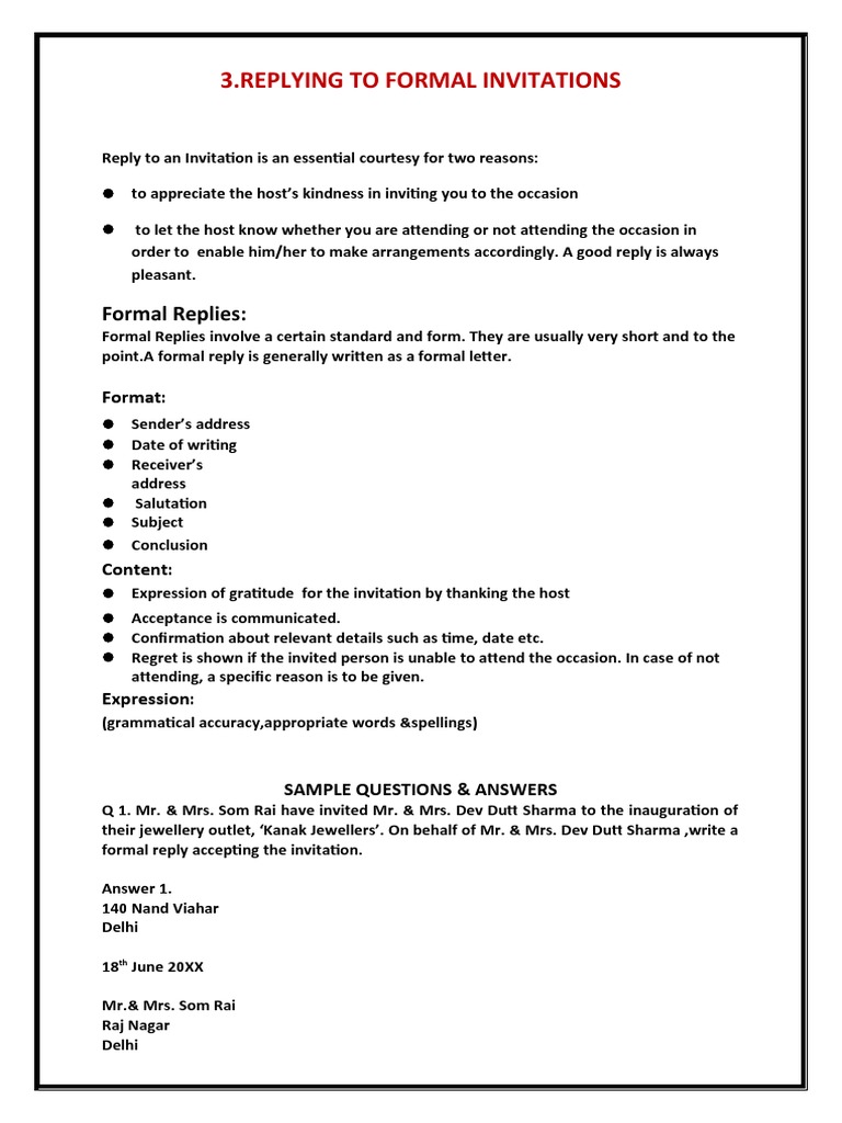3.replying To Formal Invitations | PDF
