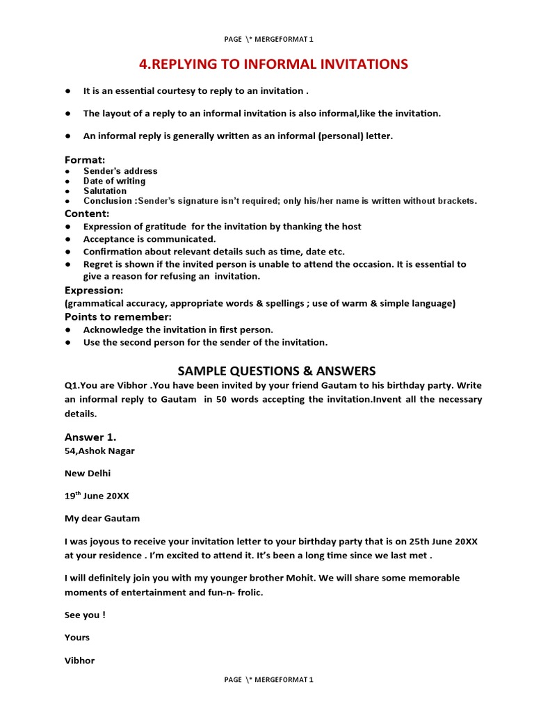 4.replying To Informal Invitations | PDF | Cognition | Linguistics