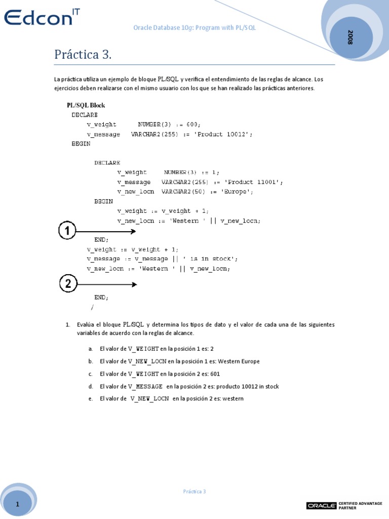Practica Leccion 3 | PDF | SQL | Pl / Sql
