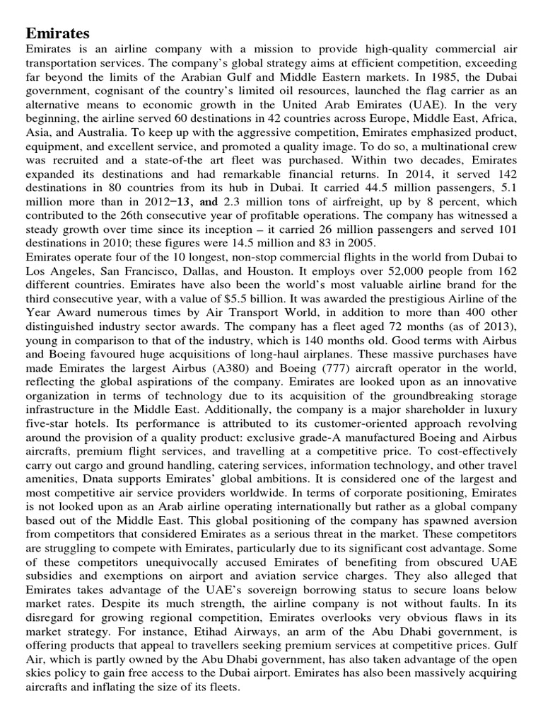 Emirates Case Study | PDF | Airlines | United Arab Emirates