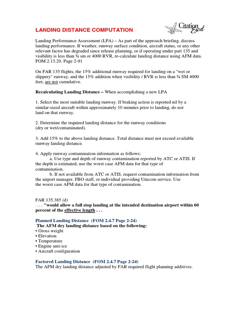 Landing Distance Computation | PDF | Runway | Takeoff