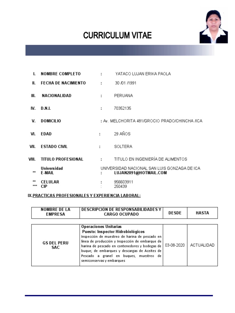 CV - Erika Yataco Lujan | PDF
