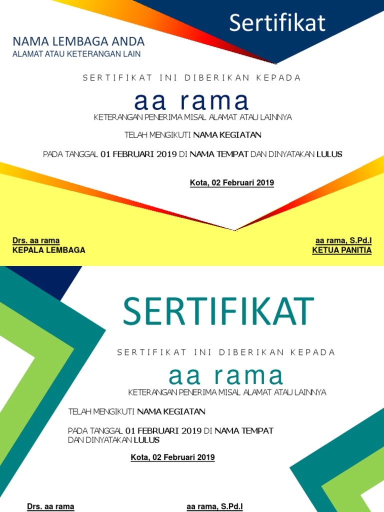 50 Desain Gratis Sertifikat Penghargaan | PDF