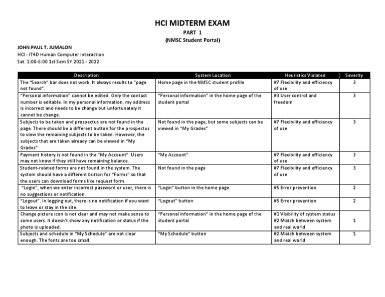 Hci Midterm Exam: (NMSC Student Portal) | PDF | Login | Human–Computer ...