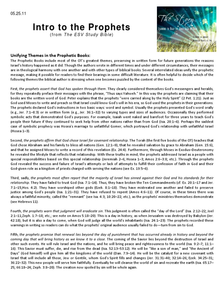 Intro To The Prophets: Unifying Themes in The Prophetic Books | PDF ...