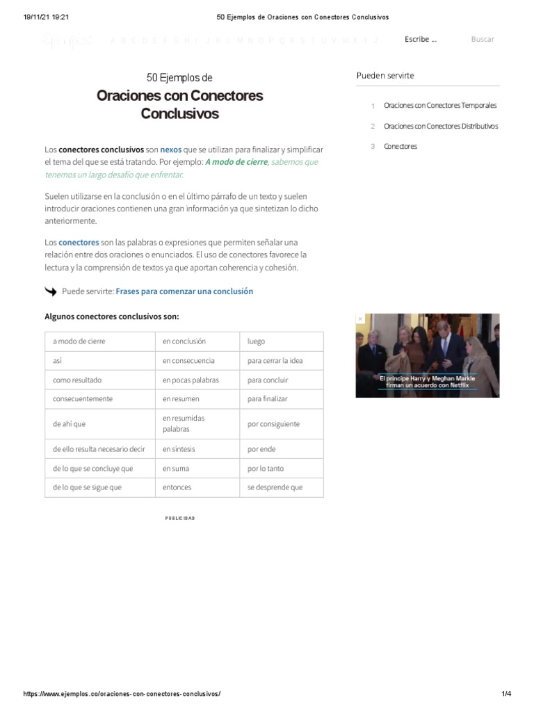 50 Ejemplos de Oraciones Con Conectores Conclusivos | PDF | Aves