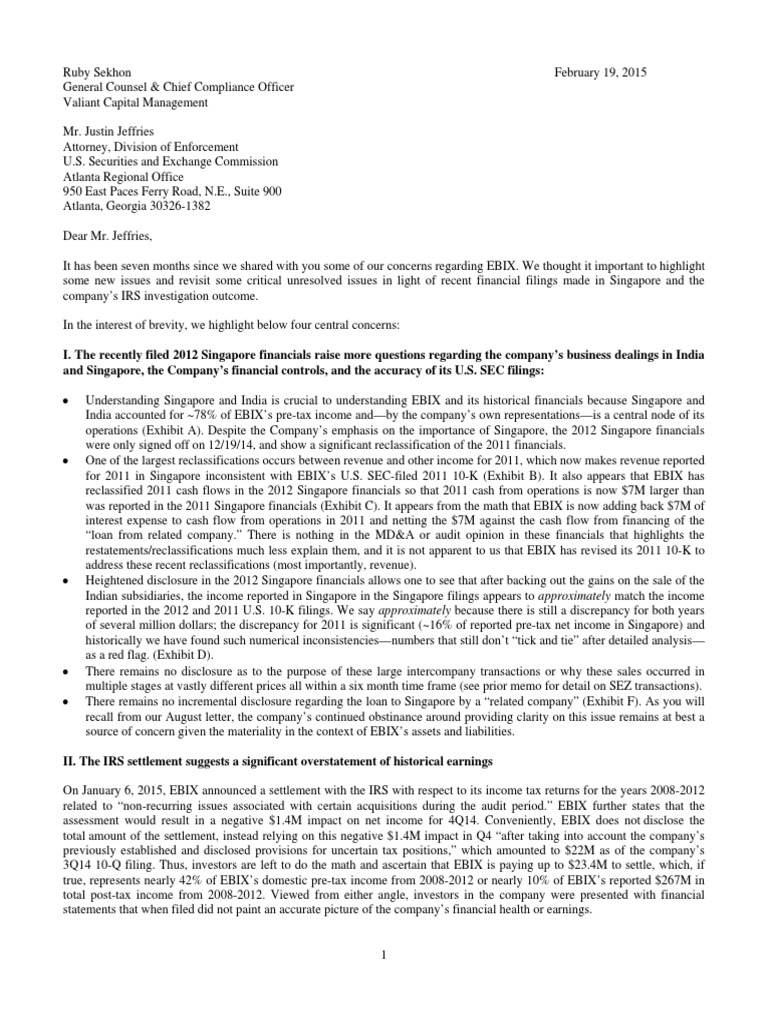 3) Letter To SEC 2.19.15 | PDF | U.S. Securities And Exchange ...