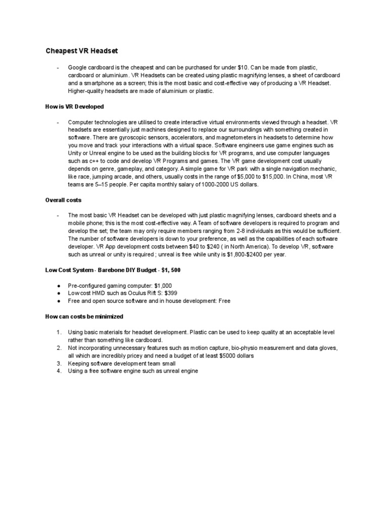 VR Information | PDF | Virtual Reality | Computing