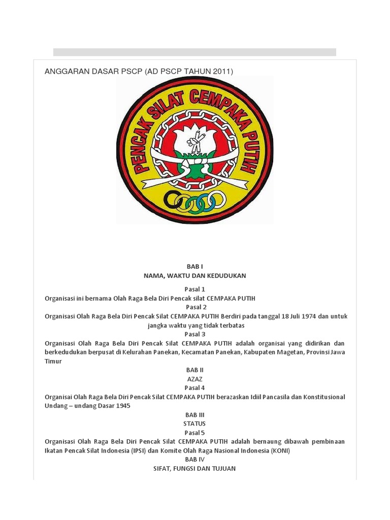 Dokumen Pencak Silat Cempaka Putih | PDF