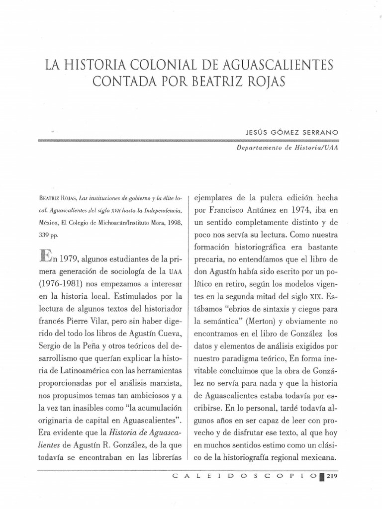 La Historia de Aguascalientes Contada Por Beatriz | PDF