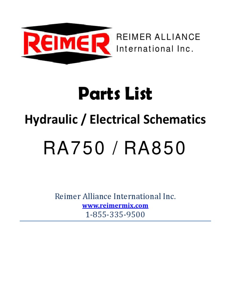 Parts List RA750 / RA850: Hydraulic / Electrical Schematics | PDF ...