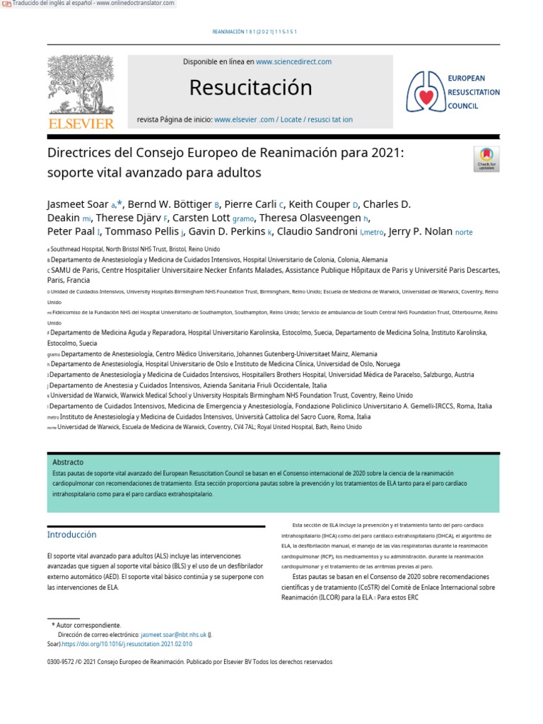 European Resuscitation Council Guidelines 2021 Adult Advanc - 2021 ...