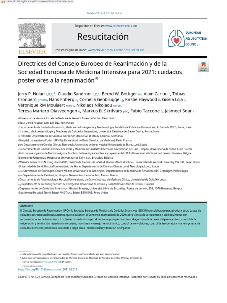 European Resuscitation Council and European Society of Intensive - 2021 ...