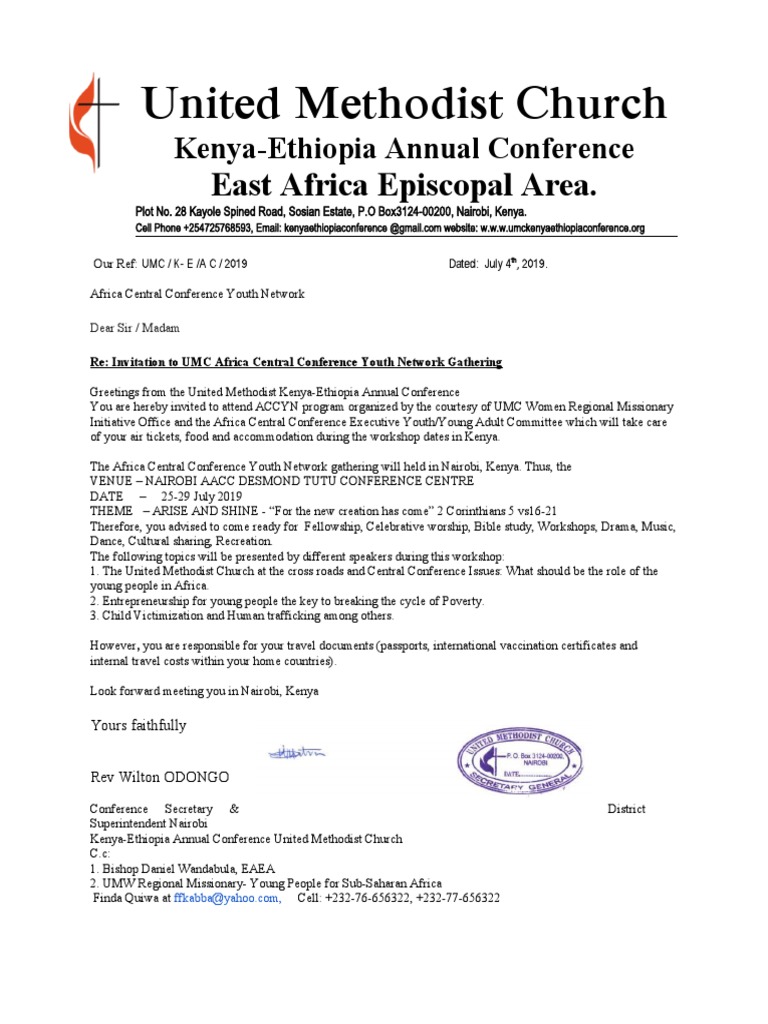Invitation to UMC Youth Gathering 2019 | PDF | United Methodist Church ...