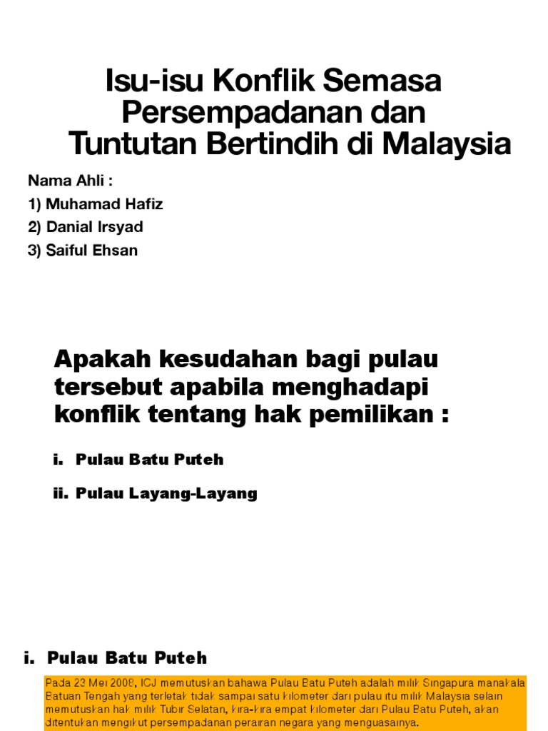 Isu-Isu Konflik Semasa Persempadanan Dan Tuntutan Bertindih Di Malaysia | PDF