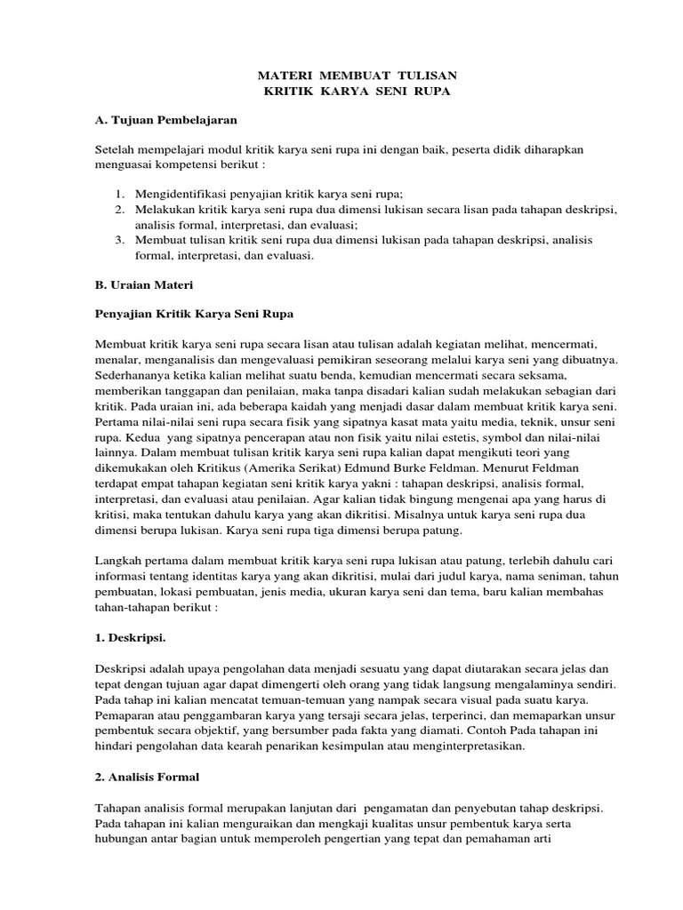 Materi Membuat Tulisan Kritik Karya Seni Rupa-Dikonversi | PDF | Seni