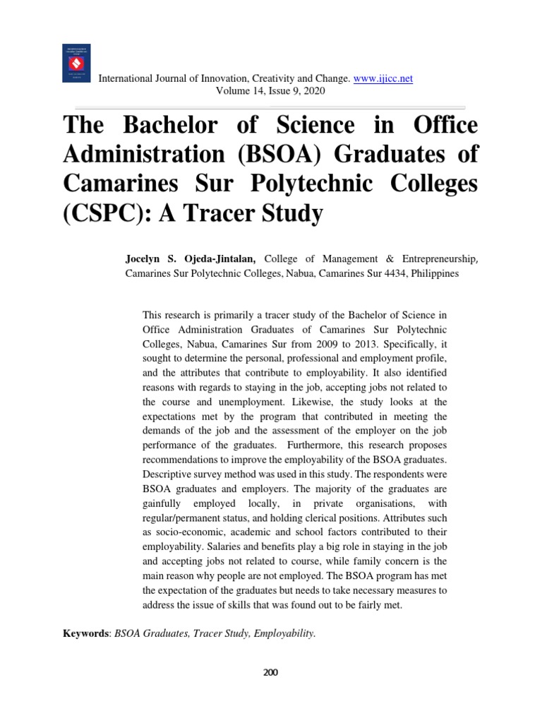 The Bachelor of Science in Office Administration (BSOA) Graduates of ...
