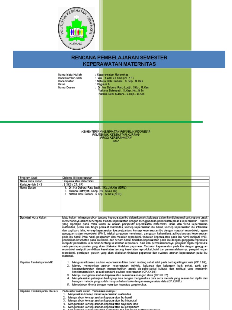 RPS Keperawatan Maternitas | PDF | Pengembangan Diri