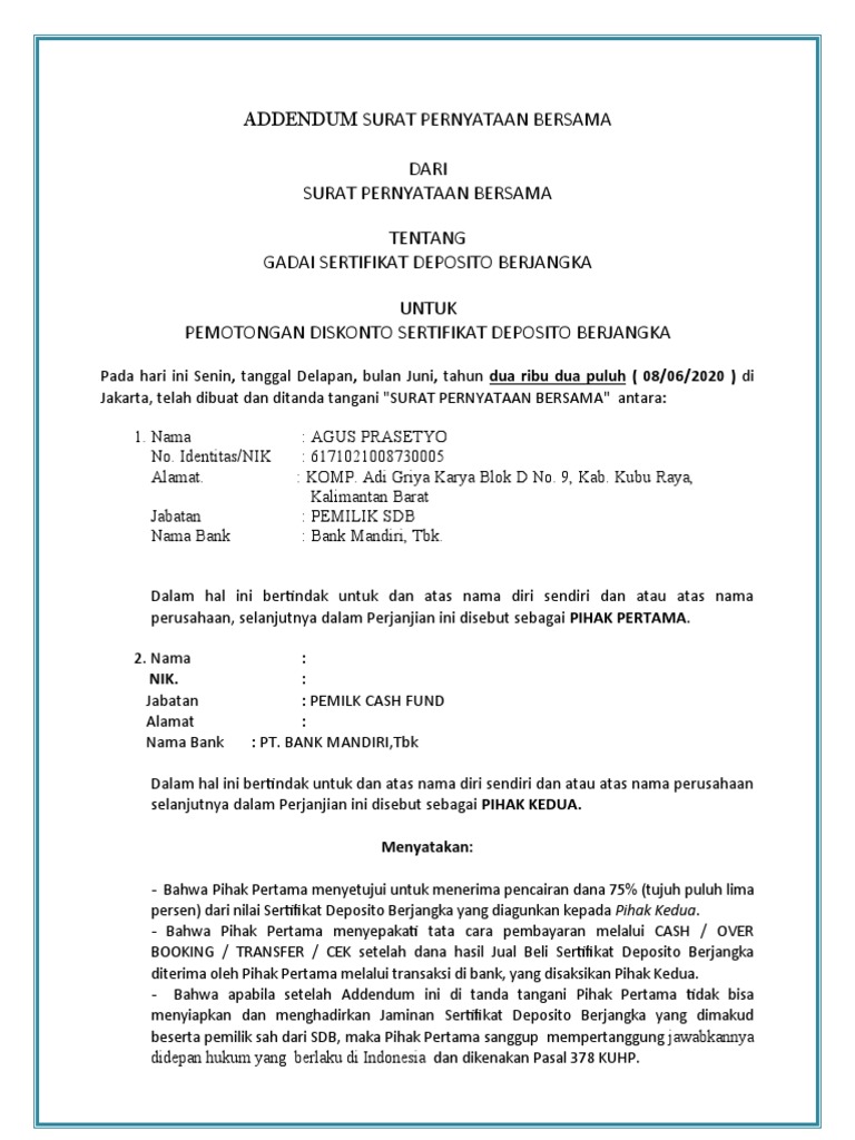 Addendum Disconto SDB | PDF