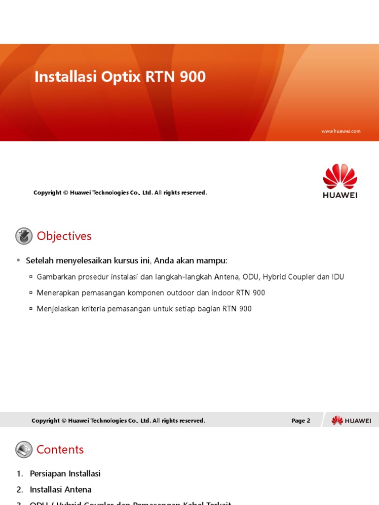 02 OptiX RTN 900 Installation - Bahasa | PDF