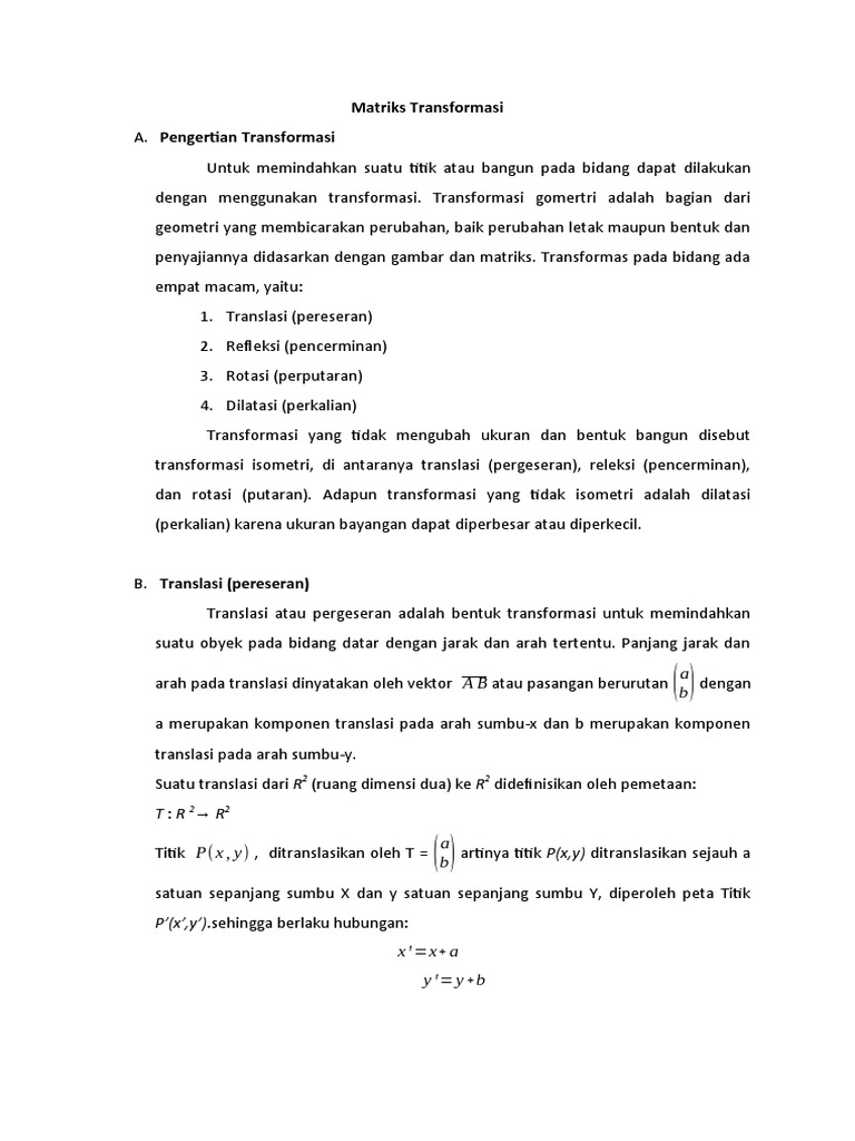 Transformasi Matriks Dasar | PDF | Metode & Bahan Ajar