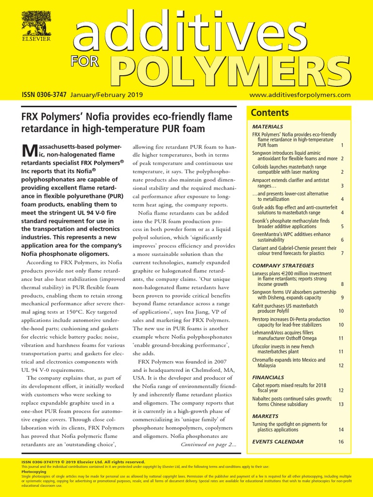 Polymers: FRX Polymers' Nofia Provides Eco-Friendly Flame Retardance in ...