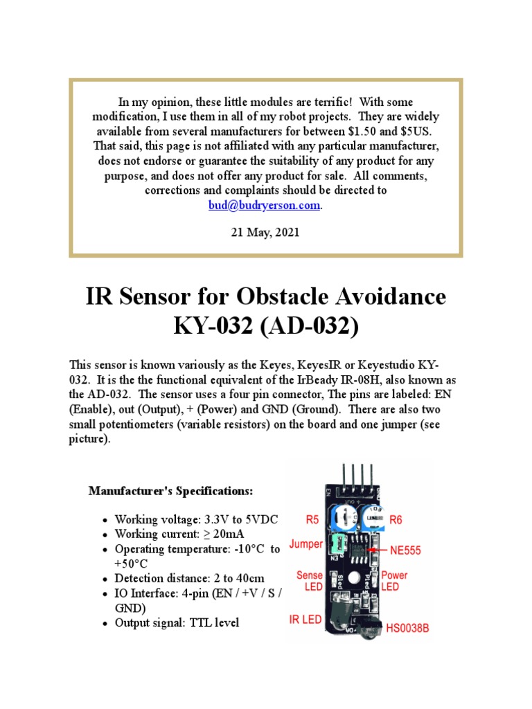 IR Senor Obstacle Avoidance Keyes KY 032 | PDF | Electrical Engineering ...