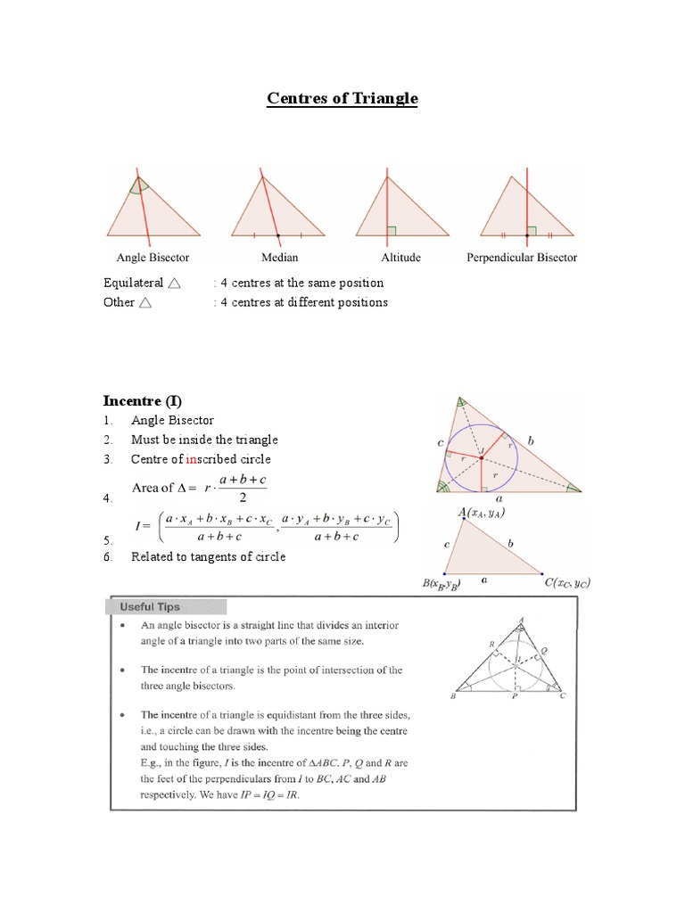 Centres of Triangle Notes | PDF