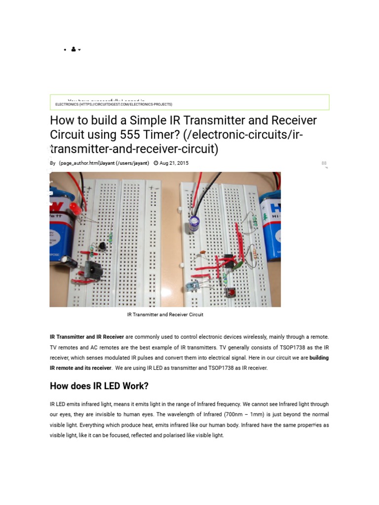 IR Transmitter and Receiver Circuit Diagram | Download Free PDF ...