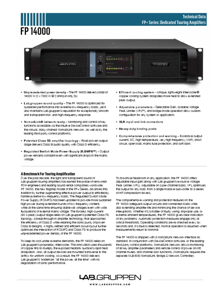 FP14000 Data Sheet | PDF | Amplifier | Decibel