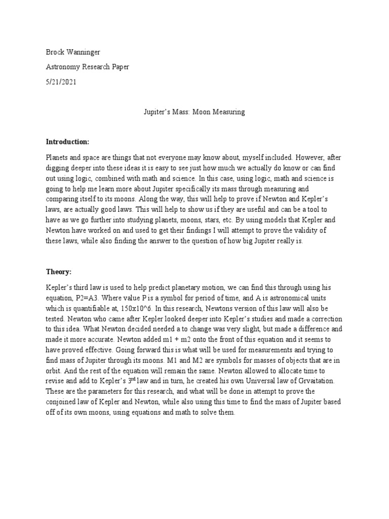 Astronomy Research Paper | PDF | Mass | Astronomical Unit