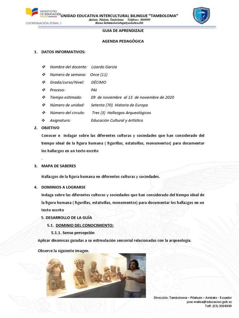 Guia de Aprendizaje E.c.artistica-#11 Decimo | PDF | Artefacto ...