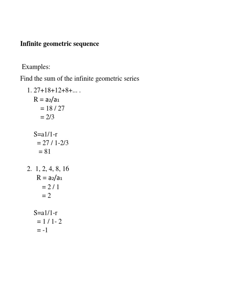 Infinite Geometric Sequence | PDF