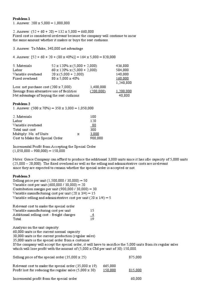 Comprehensive Solutions to Managerial Accounting Problems Involving ... Comprehensive Solutions to Managerial Accounting Problems Involving ...