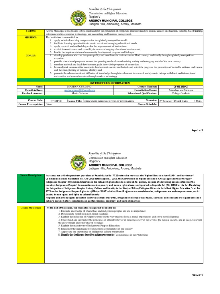 Ethics With IPs Integration-Syllabus | PDF | Test (Assessment) | Learning