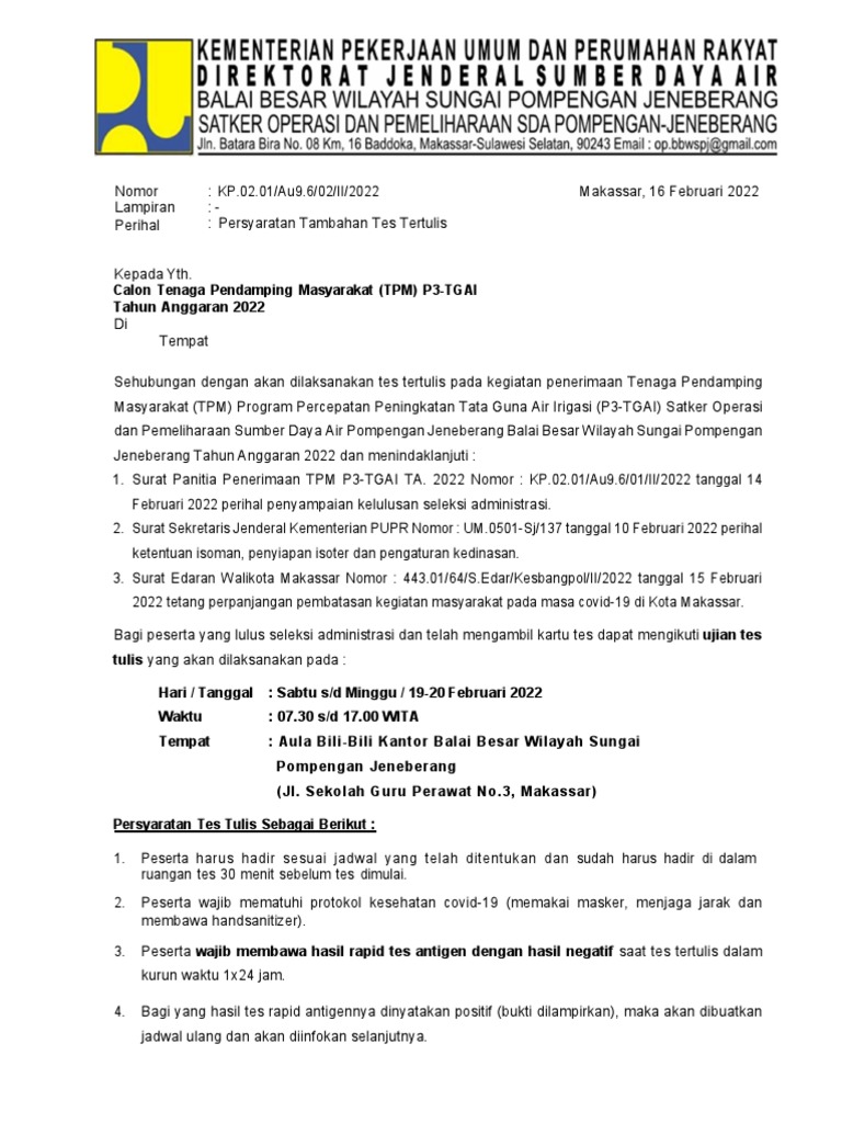 Persyaratan Tes Tulis TPM 2022 | PDF | Bisnis | Teknologi & Rekayasa