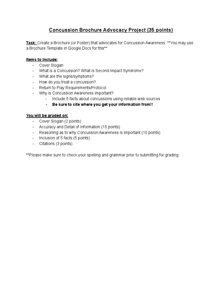 Concussion Brochure Advocacy Project | PDF