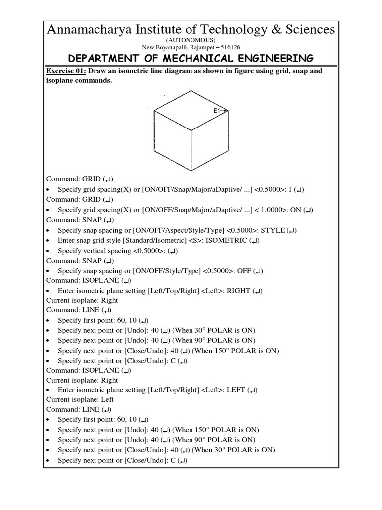 AutoCAD Exercises 3D For Students | PDF | Ellipse | Angle