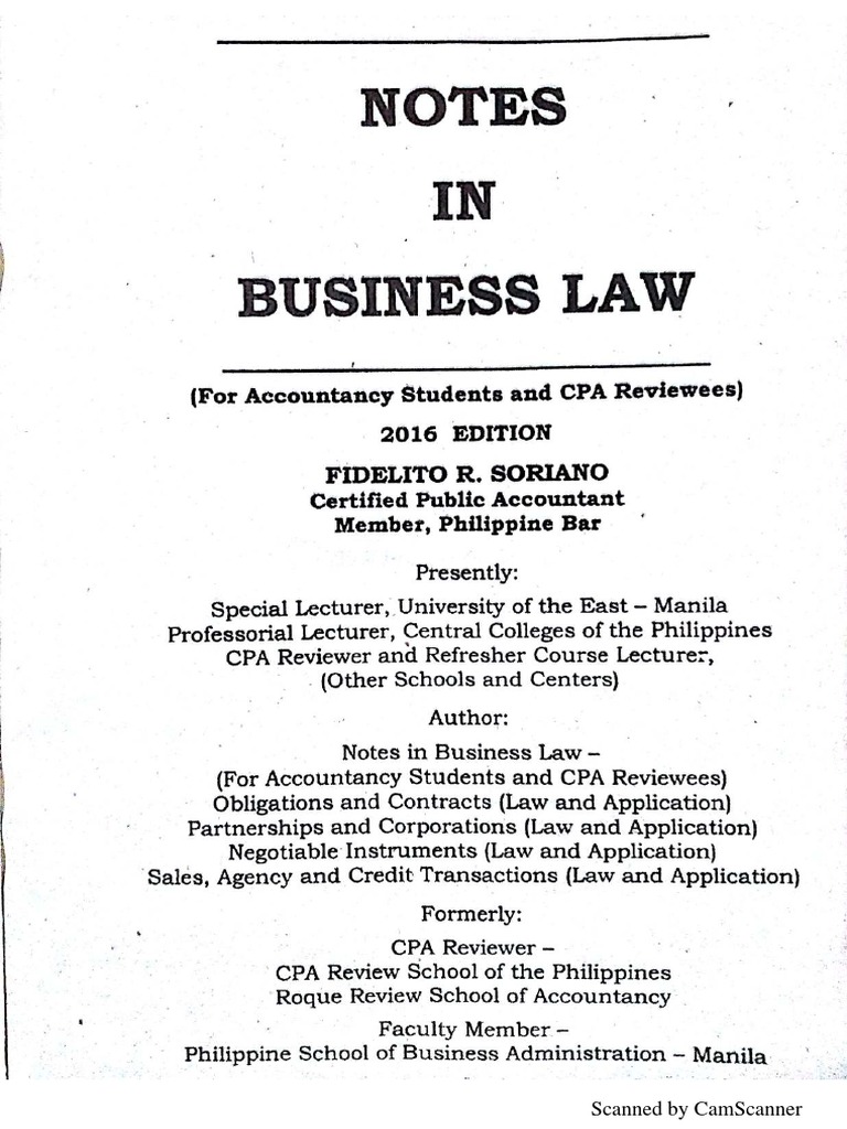 Notes in Business Law by Soriano | PDF