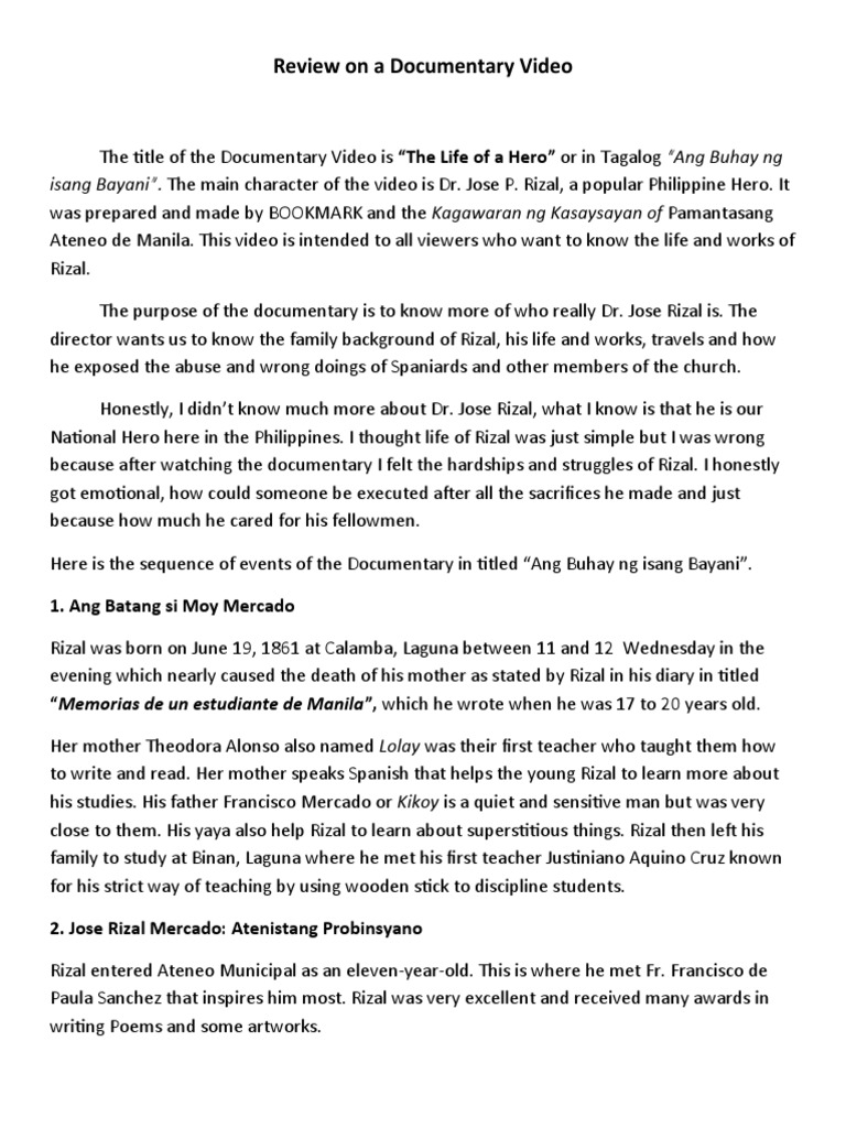 Review On A Documentary Video | PDF | Philippines