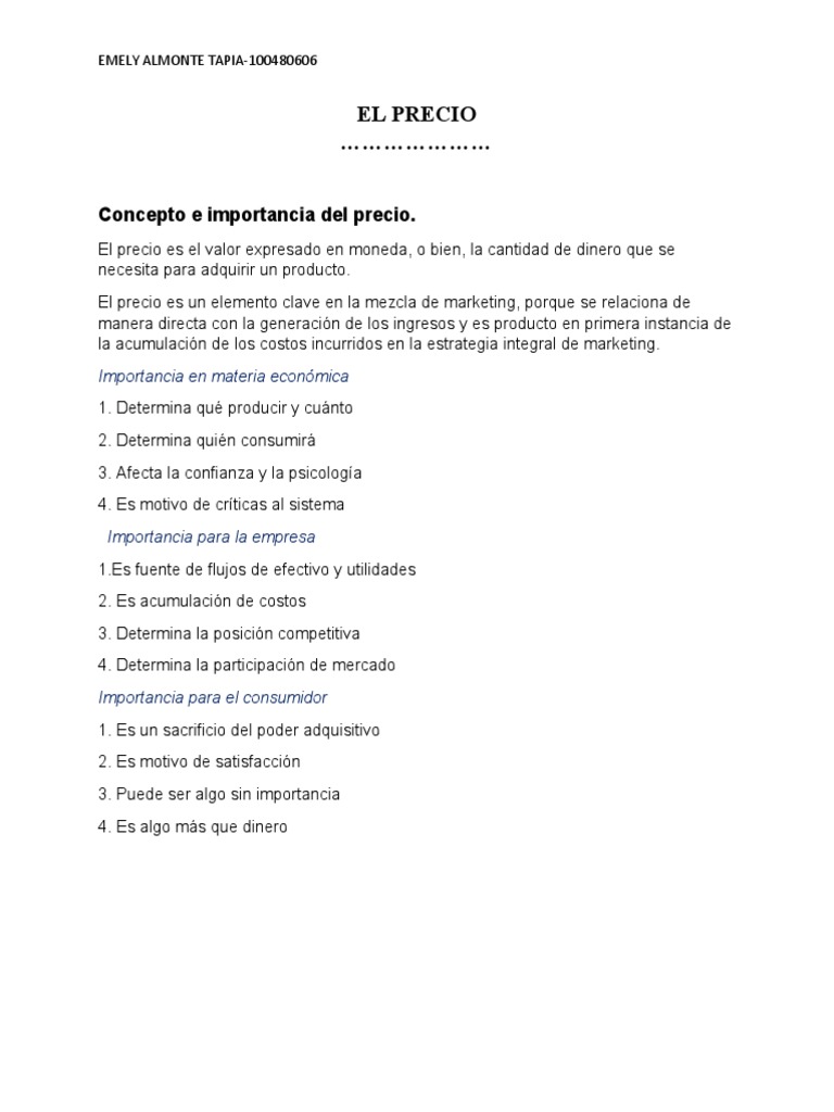 El Precio | PDF | Precios | Marketing