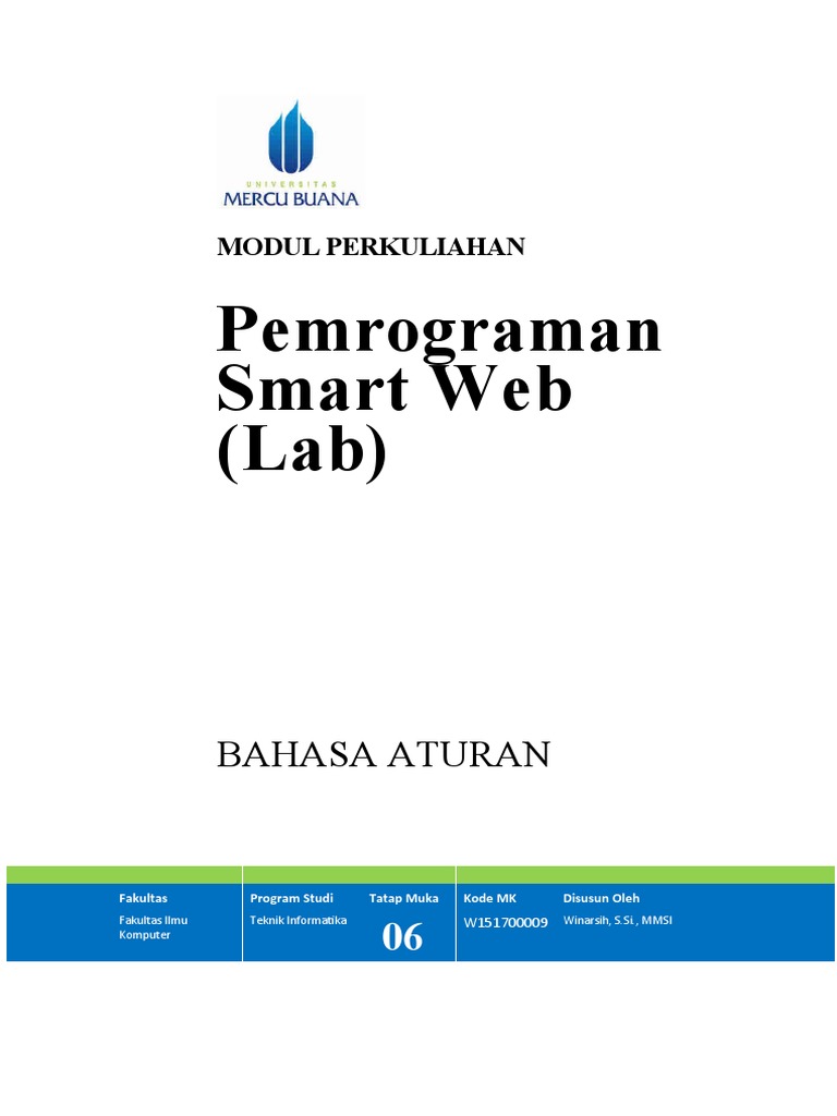 PEMROGRAMAN SMART WEB Modul-6 | PDF | Komputer | Teknologi & Rekayasa