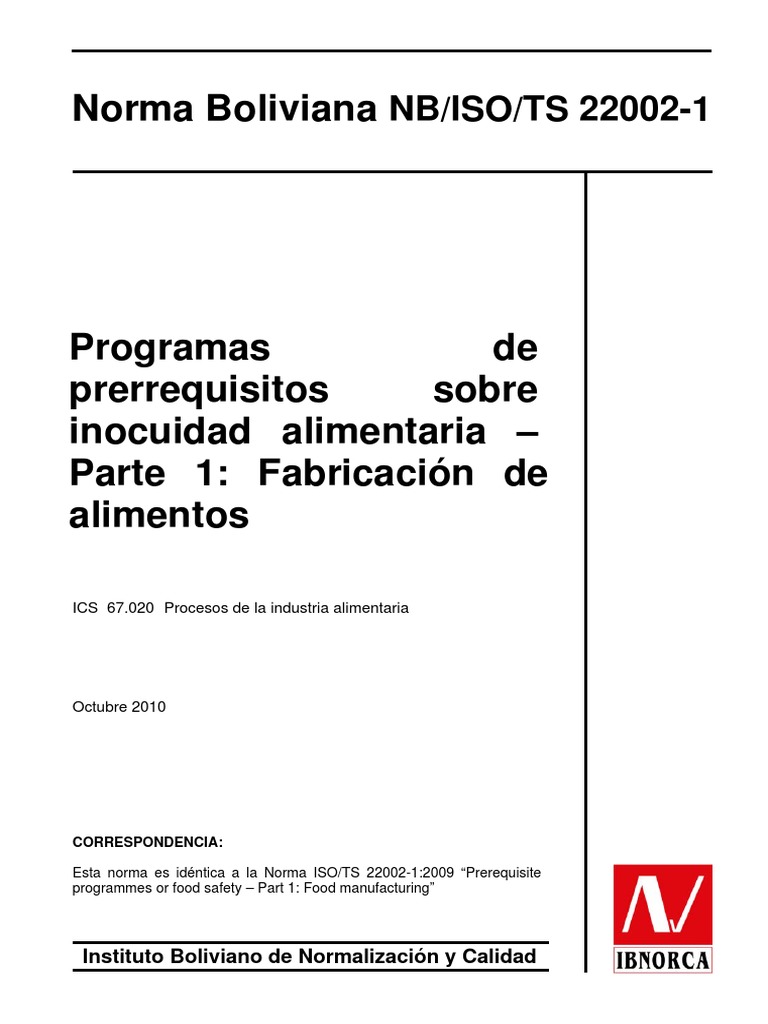 Nb-Iso-Ts 22002-1-2010 | PDF | Agua | Organización internacional para ...