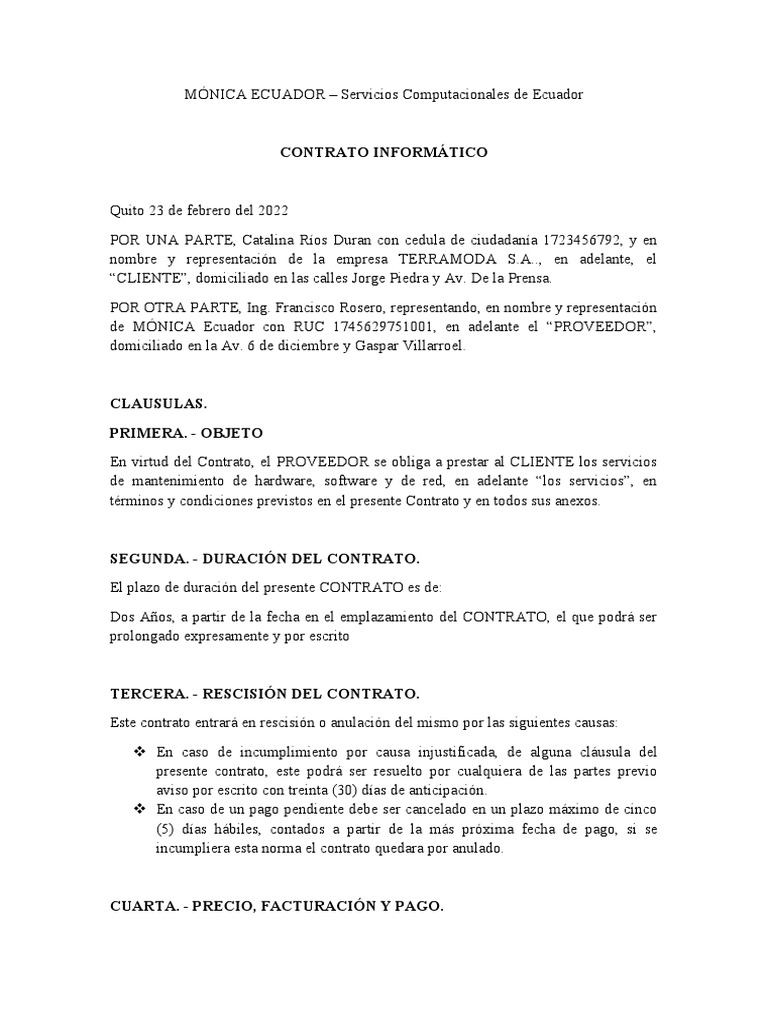 5 Contrato Informático (Servicios Informáticos y Programas Informáticos ...