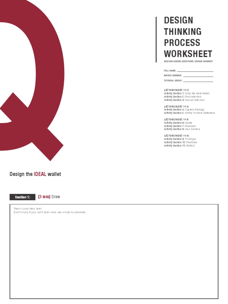 Design Thinking Process Worksheet | PDF | Design Thinking | Communication