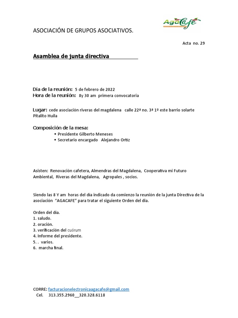 Acta de Junta Directiva | PDF