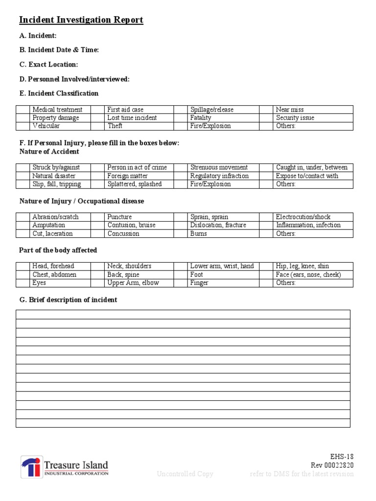 Ehs-18-Incident Investigation Report | PDF